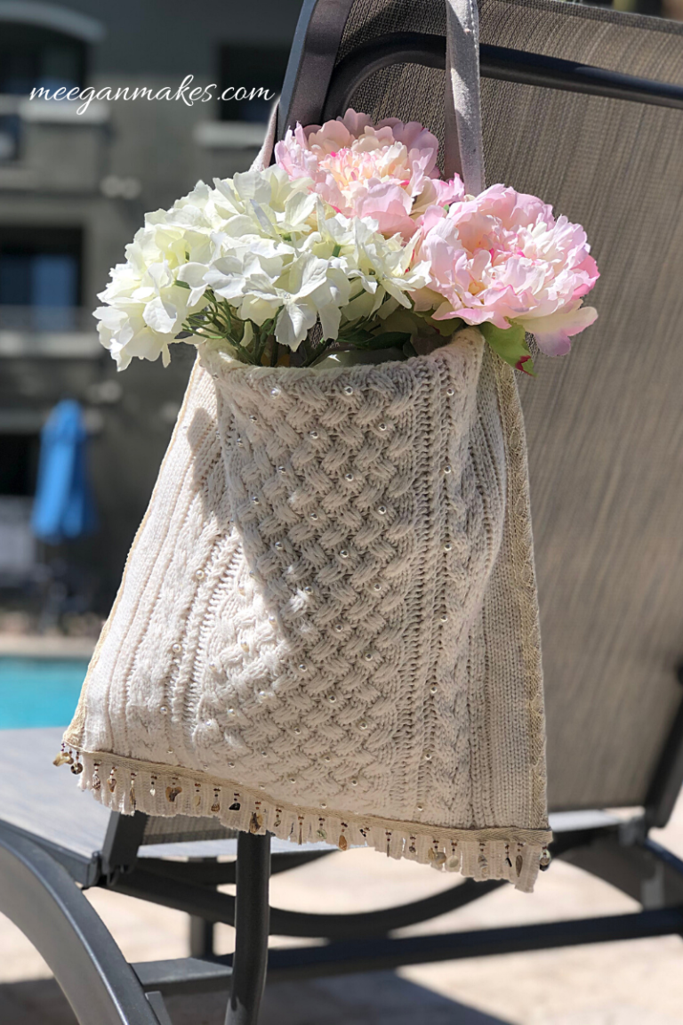 DIY Handmade Drop Cloth and Recycled Sweater Tote - What Meegan Makes
