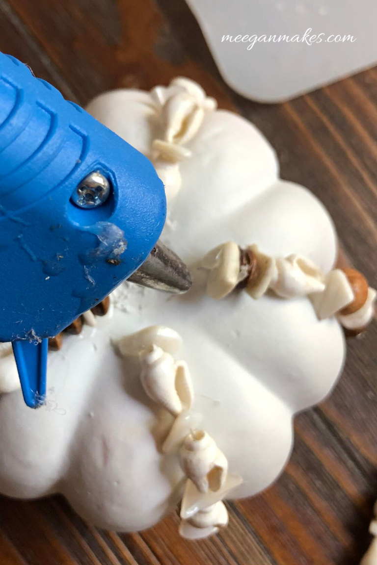How To Decorate Pumpkins with Sea Shells and Driftwood - What Meegan Makes
