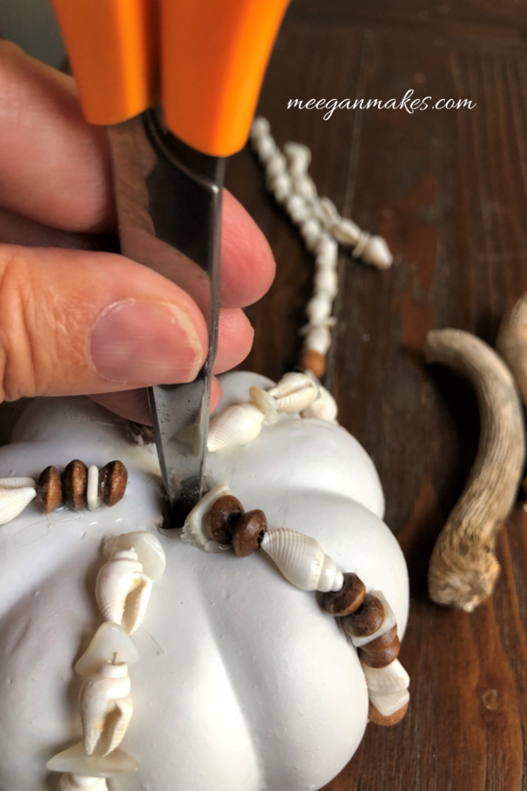 How To Decorate Pumpkins with Sea Shells and Driftwood - What Meegan Makes