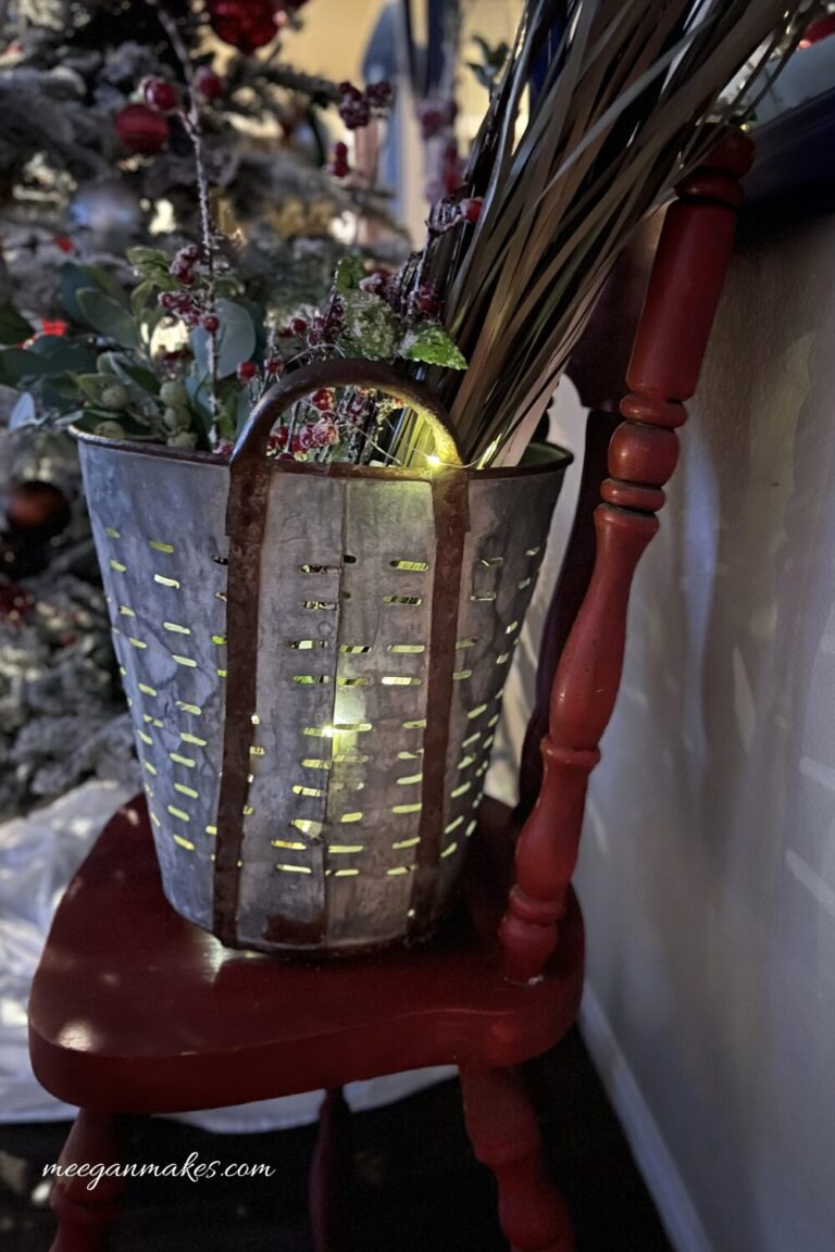 How to Decorate an Olive Bucket for Christmas - What Meegan Makes