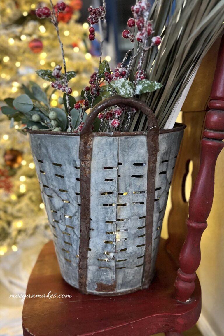 How to Decorate an Olive Bucket for Christmas - What Meegan Makes