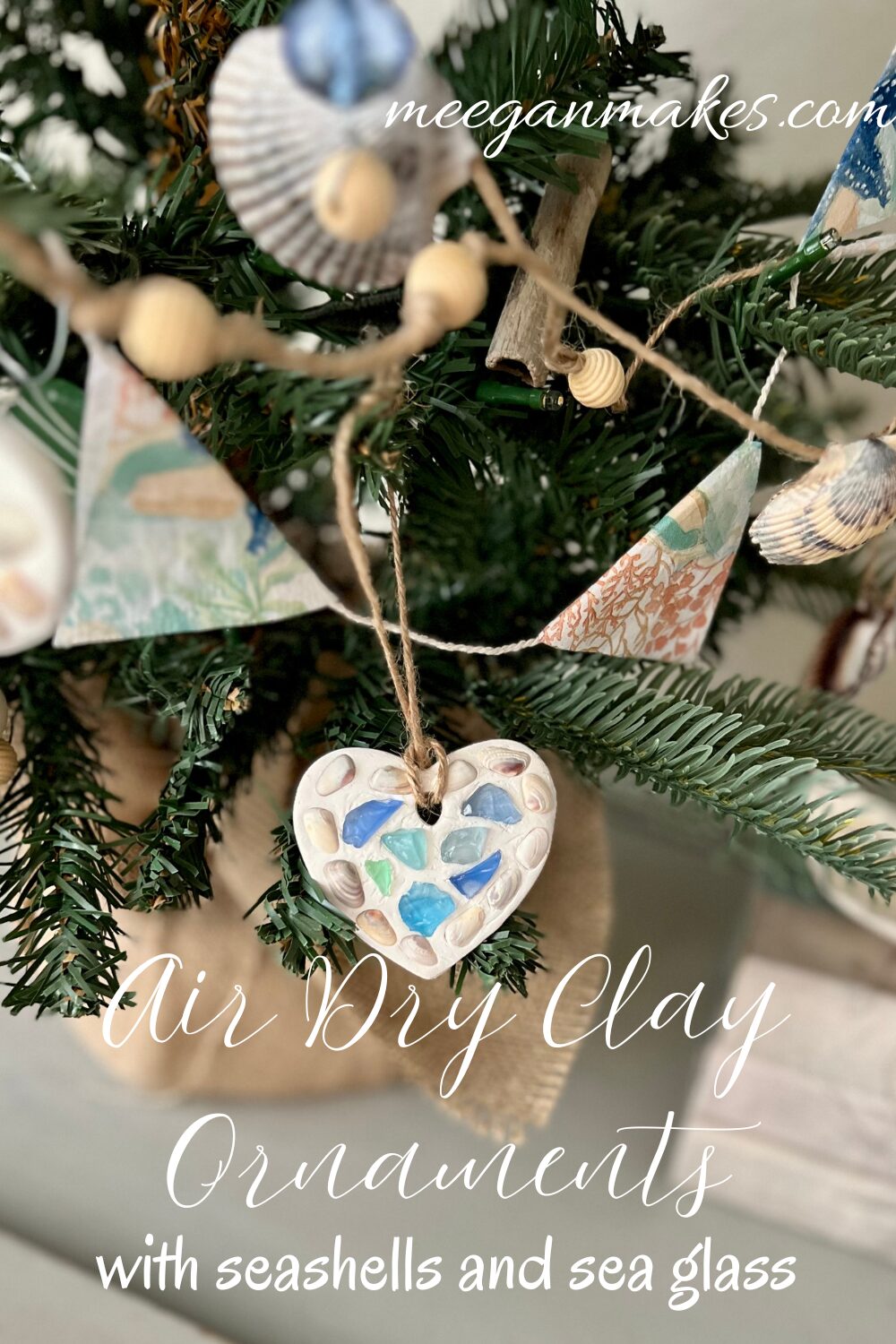 Air Dry Clay Ornaments with SeaShells and Sea Glass - What Meegan Makes